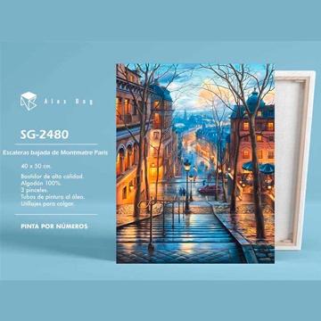 ALEX BOG SET DE PINTURA POR NÚMEROS STAIRS DOWN OF MONTMARTRE PARIS C ...